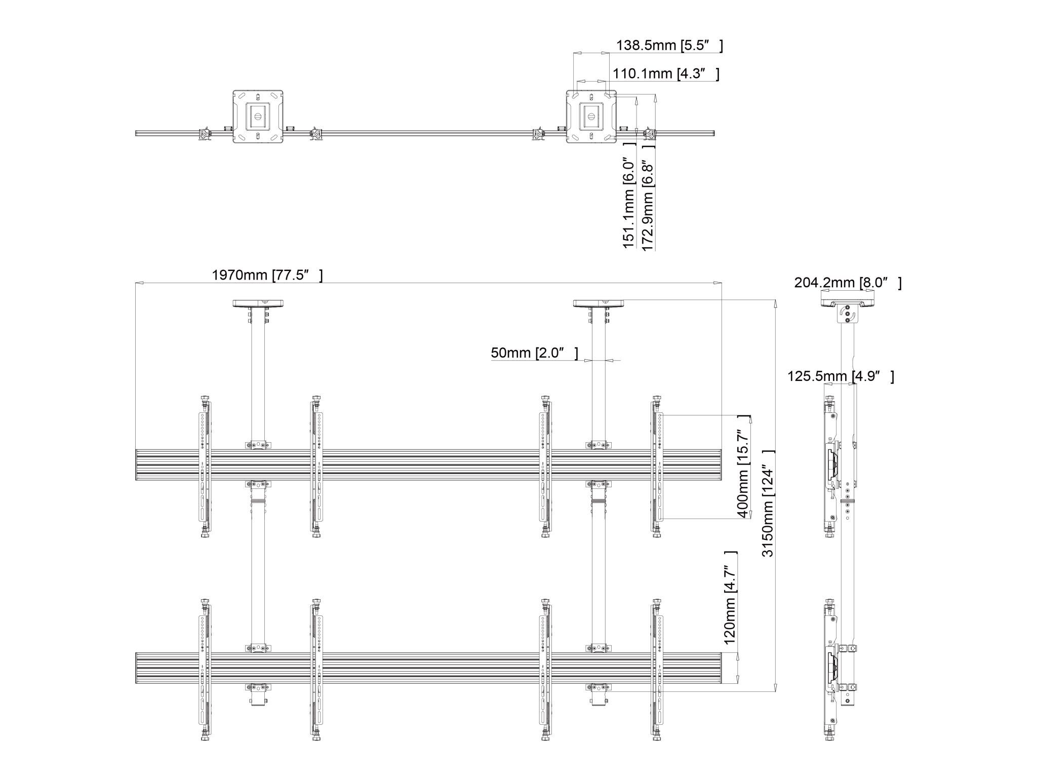 Digital Signage Ceiling Mount 2x2(B2B) Size 37-55" Model: GKV-672CB2B ...